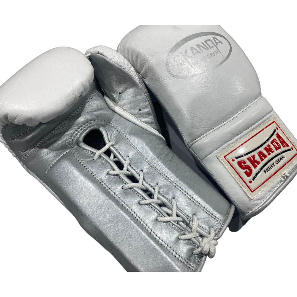 Skanda Japanese vol.2 Lace-Up Boxing Gloves WHITE – SKADNA FIGHT GEAR